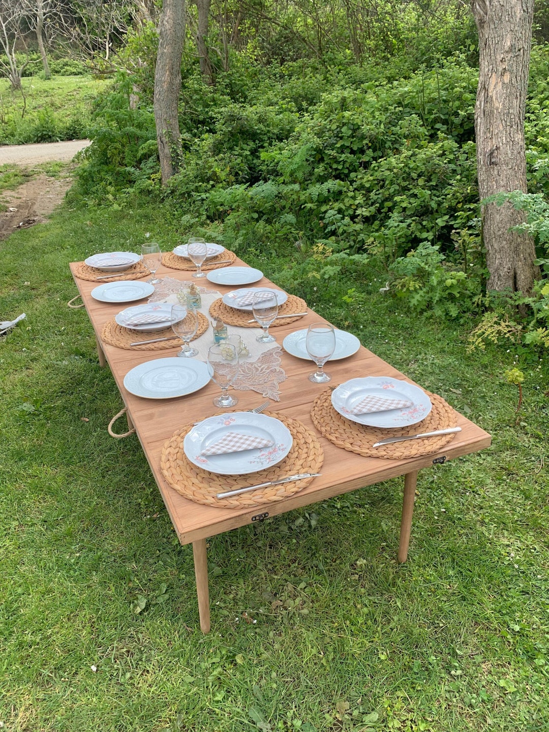 Handmade Wooden Folding Table – Portable Picnic Table – Boho Camp Table ...