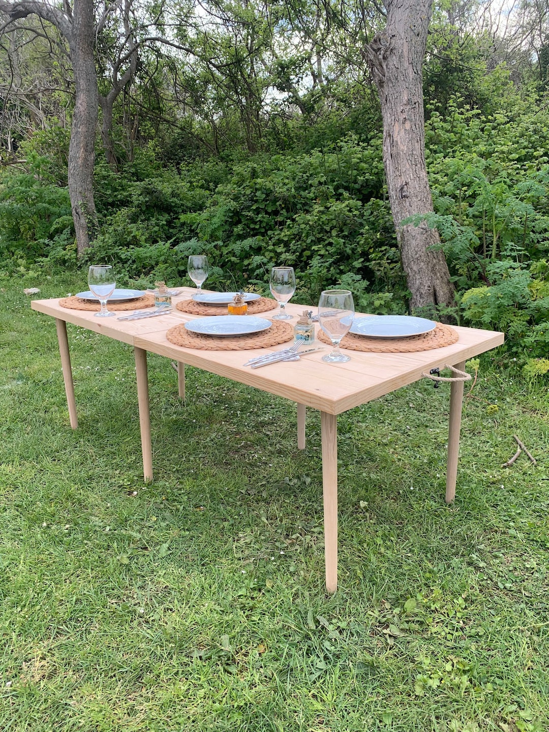 Handmade Wooden Folding Table – Portable Picnic Table – Boho Camp Table ...