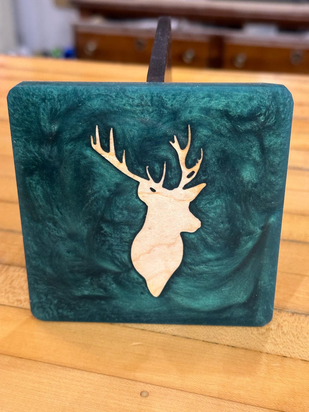 Deer Epoxy Coaster Set - Wooden Inlay - Etsy