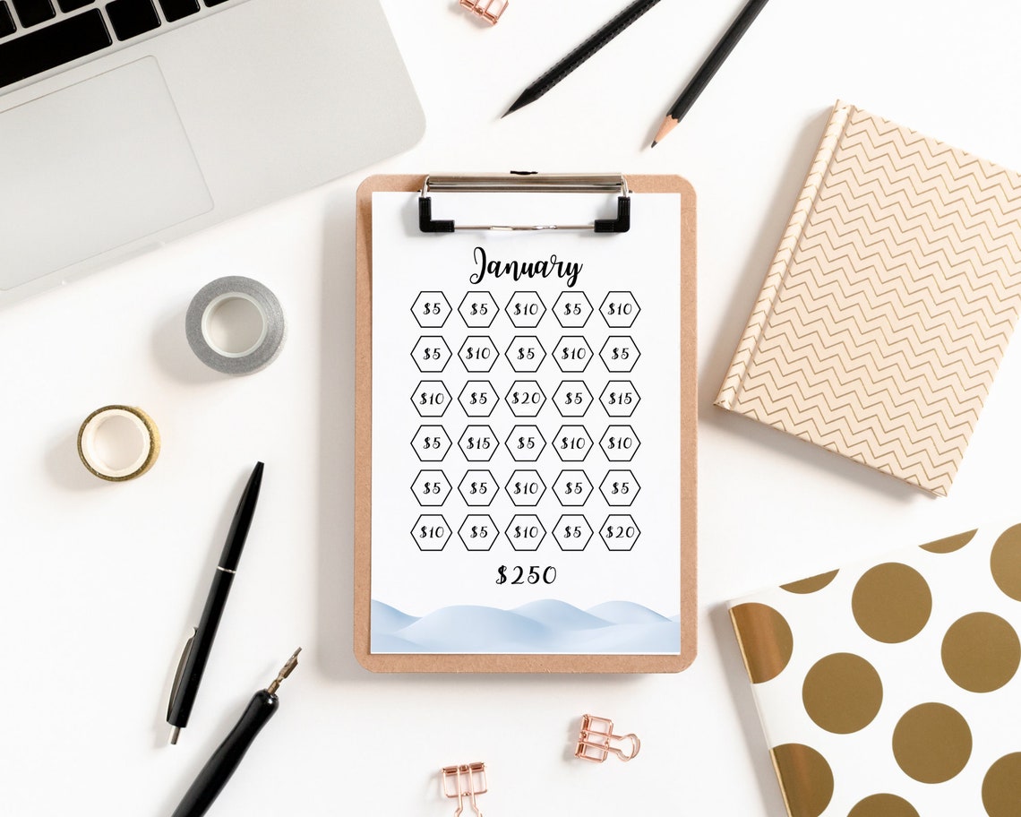 Monthly Savings Challenge Printable Printable Saving - Etsy