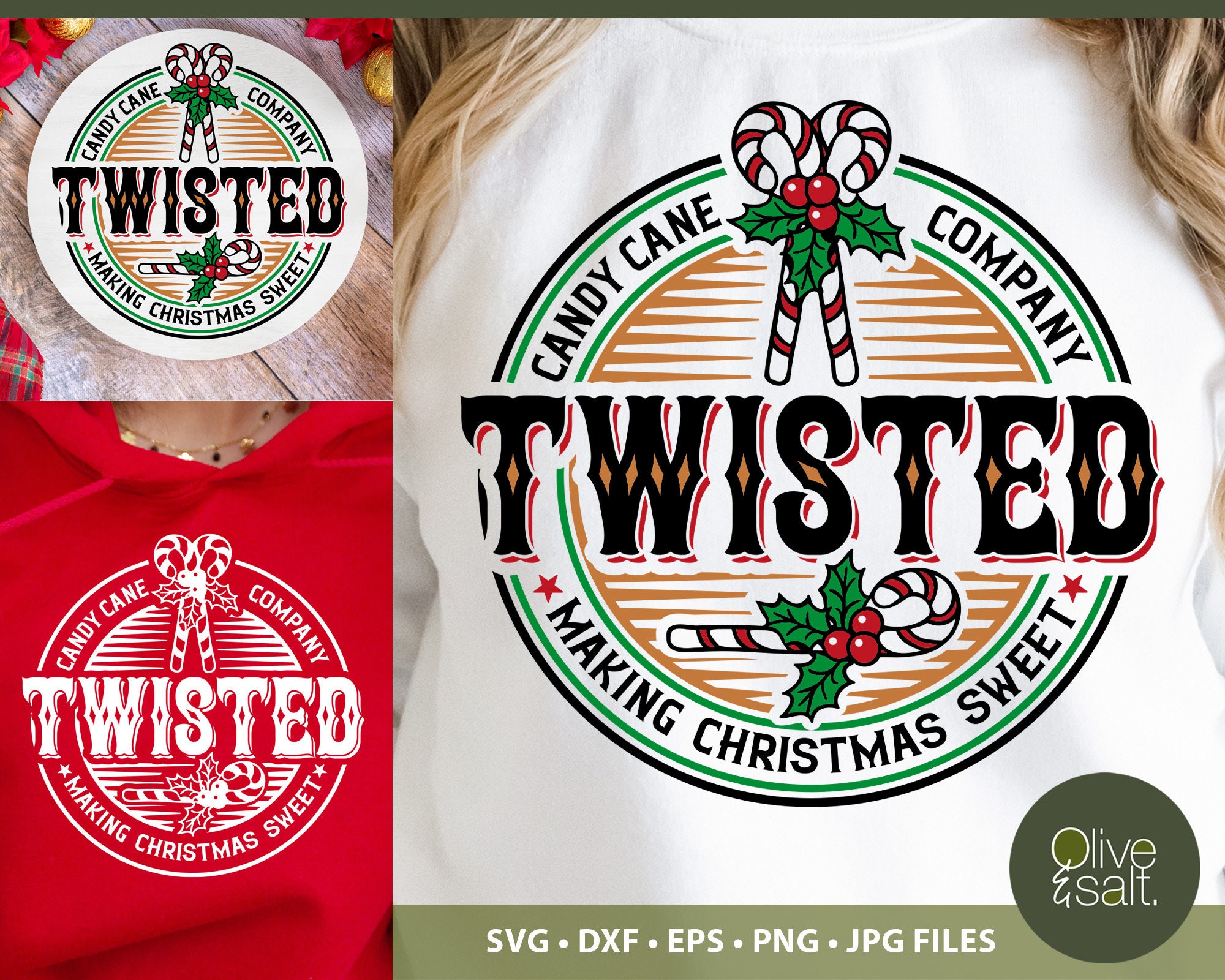 Twisted SVG Candy Cane SVG Vintage Christmas Sign SVG Funny - Etsy