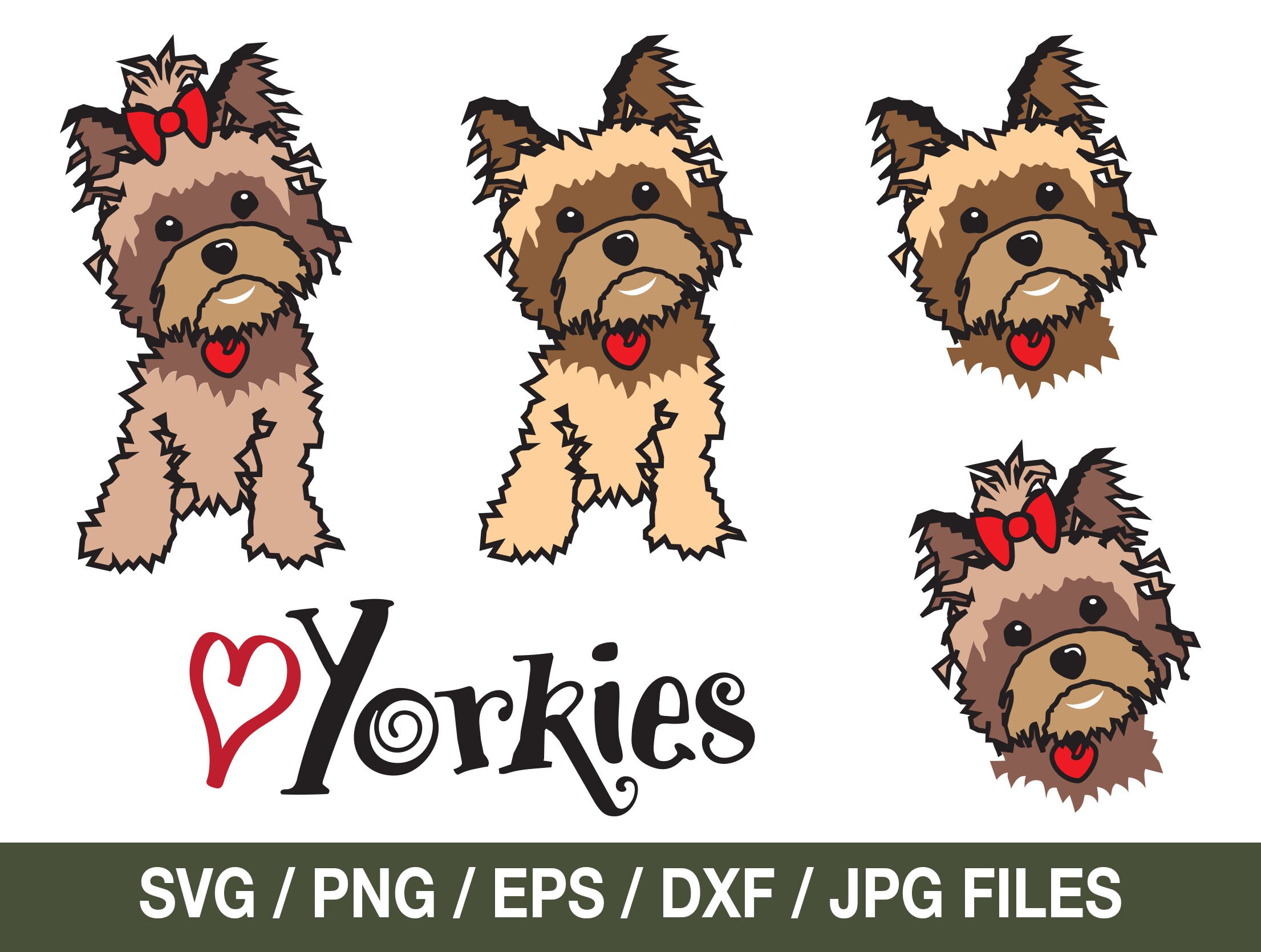 Yorkie Svg Dog Bundle Svg Yorkshire Terrier Clipart Yorkie | Etsy
