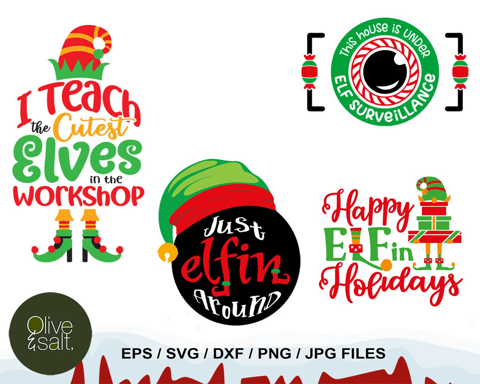 Christmas Elf Svg Bundle Elf Monogram Svg Funny Elf Svg | Etsy