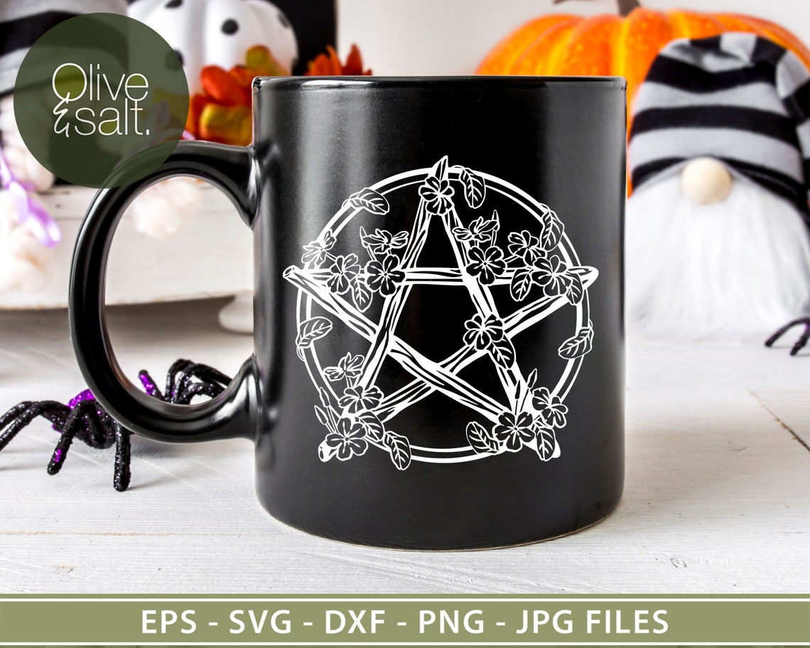 Pentacle Svg, Flower Pentacle Clipart, Witch Svg, Wicca Svg, Witchcraft ...