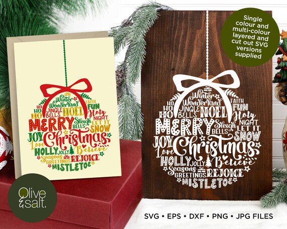 Christmas Word Art SVG Christmas Sign SVG Christmas Ornament - Etsy