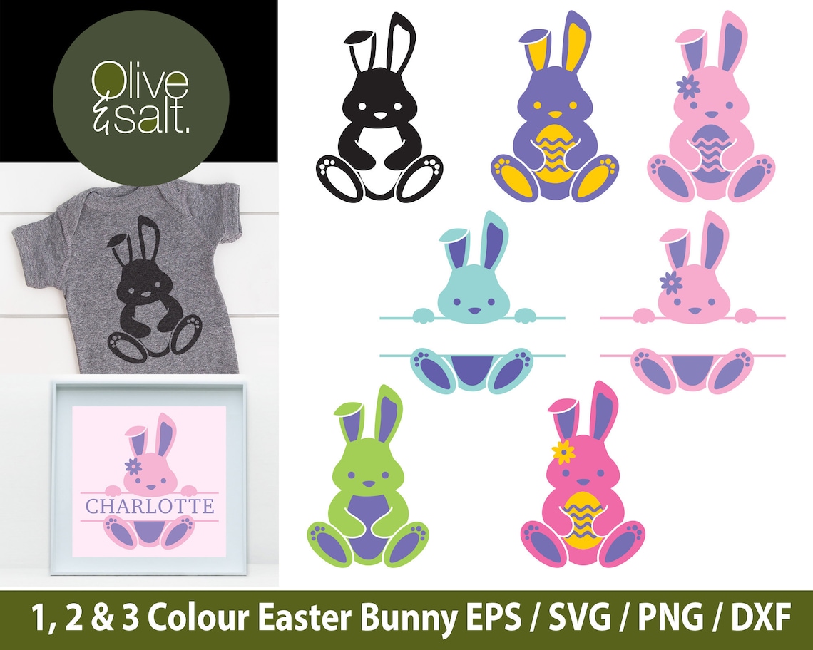 Easter Bunny SVG, Easter Rabbit Clipart, Bunny Monogram Svg, Easter ...