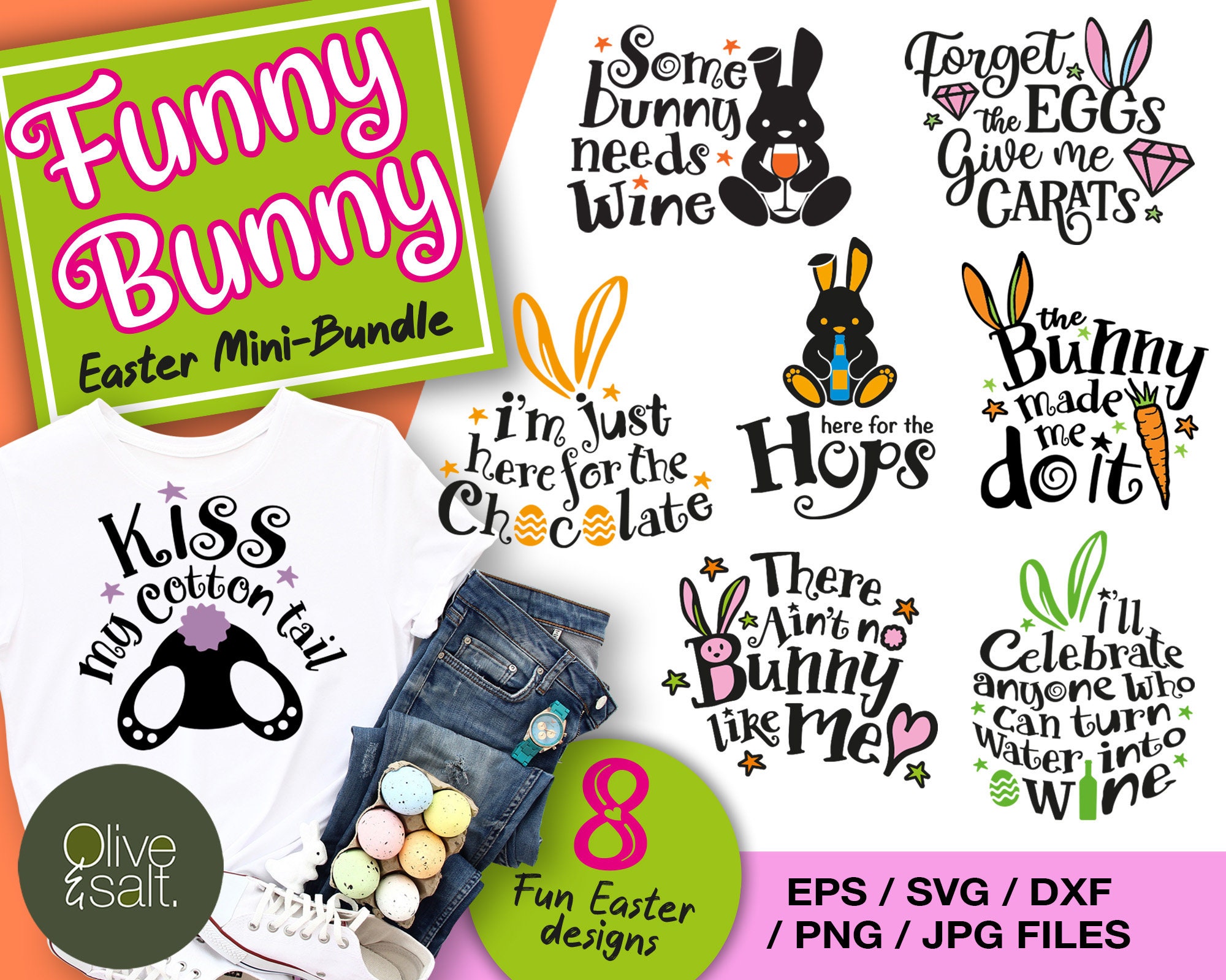 Funny Easter SVG Bundle, Funny Easter Quote SVG, Easter Shirt SVG ...
