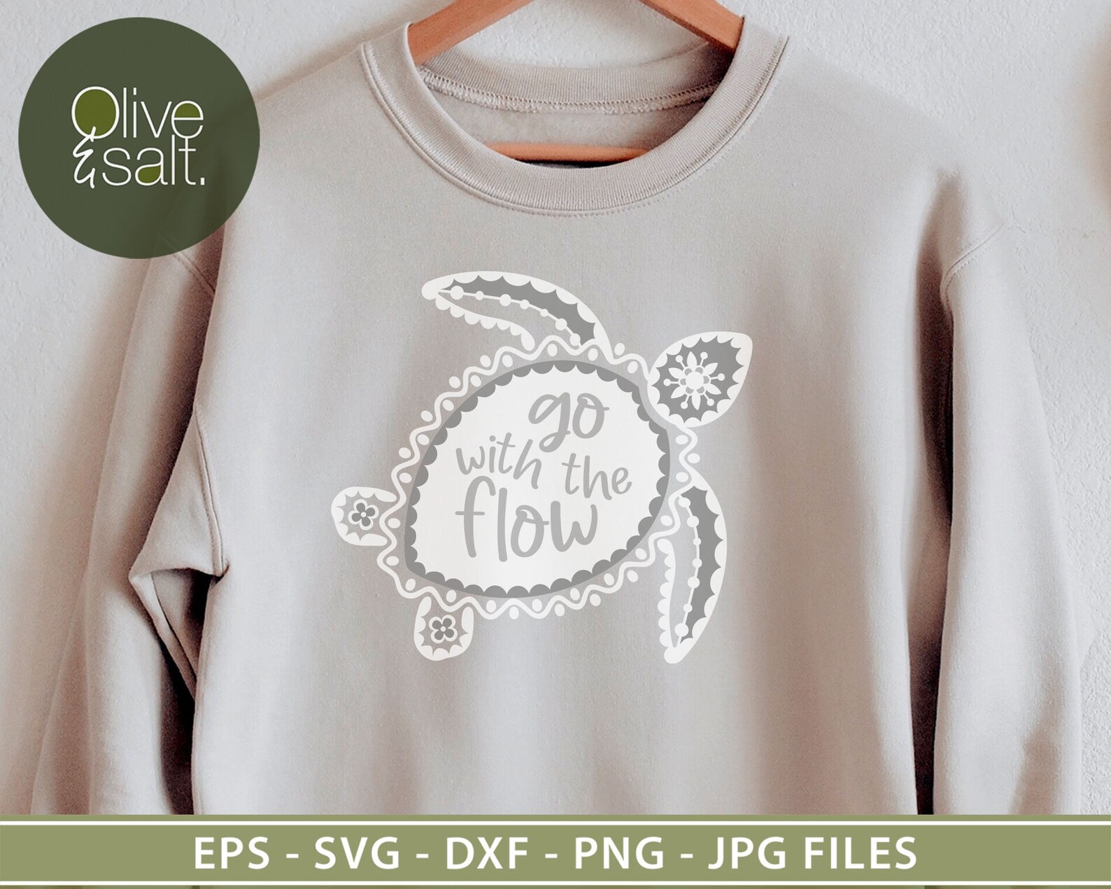 Sea Turtle svg Ocean svg turtle quote svg go with the flow | Etsy