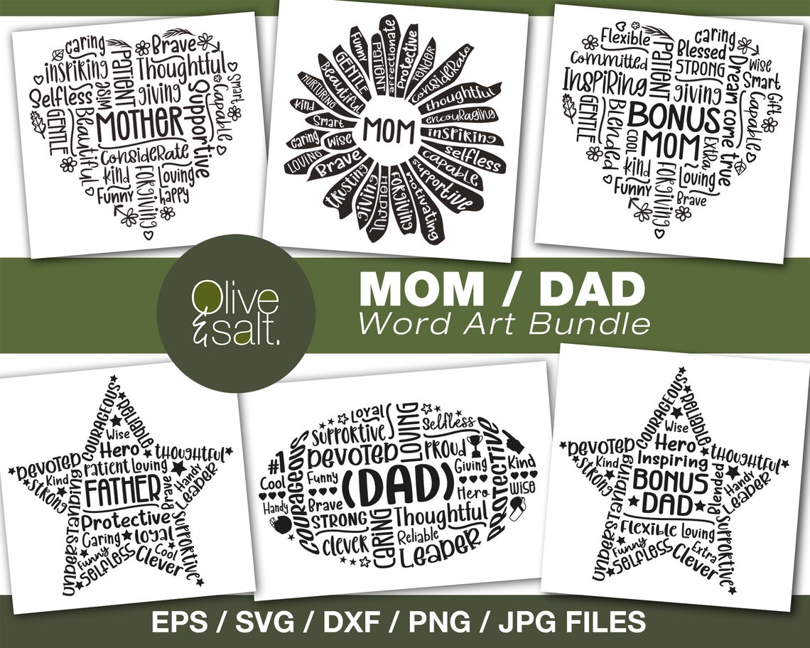 Mom svg bundle dad svg bundle family svg bundle word art | Etsy