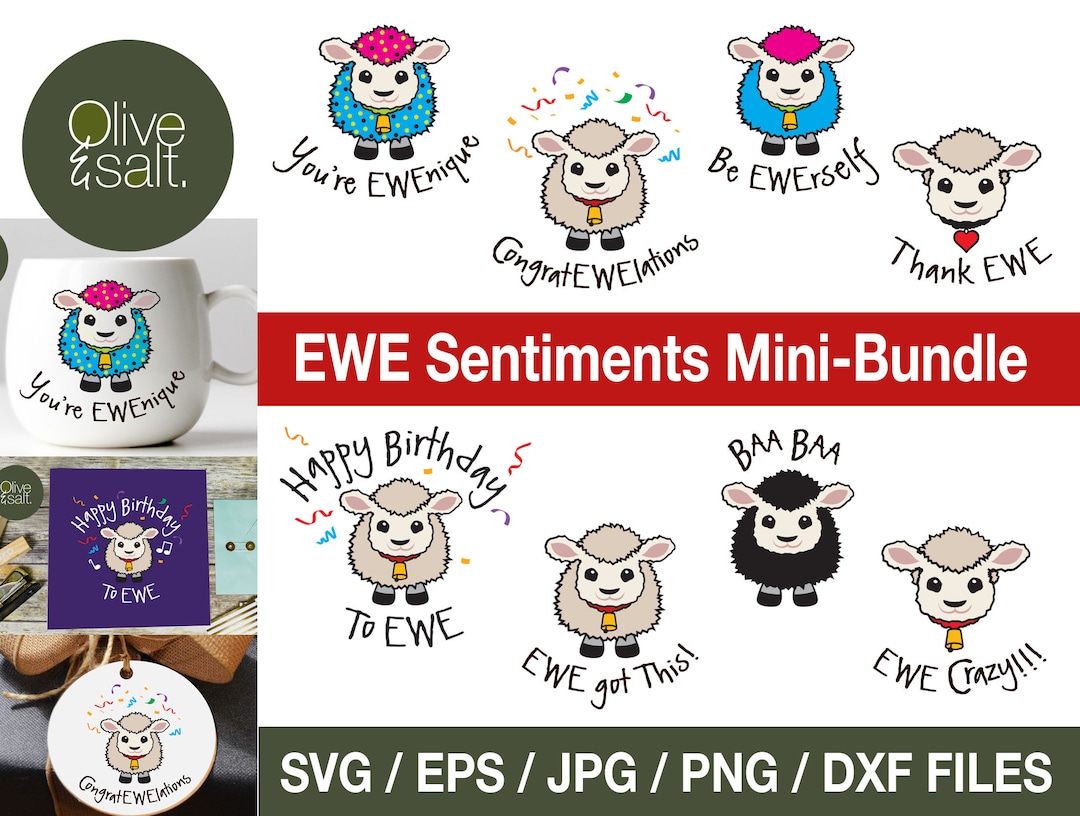 Funny Pun SVG Bundle, Ewe Sentiments SVG Bundle, Funny Sheep Cut File ...