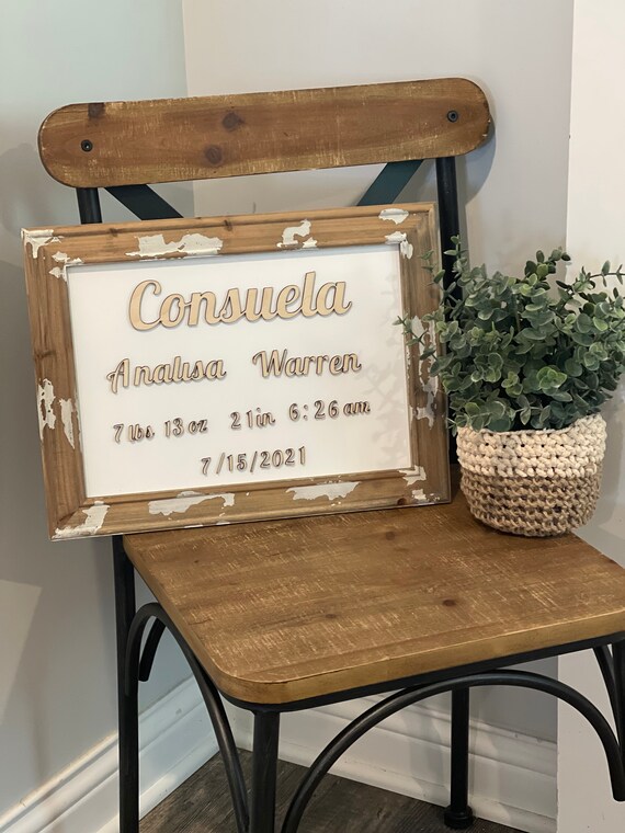 Laser Cut Personalized Rustic Baby Announcement Sign - Etsy