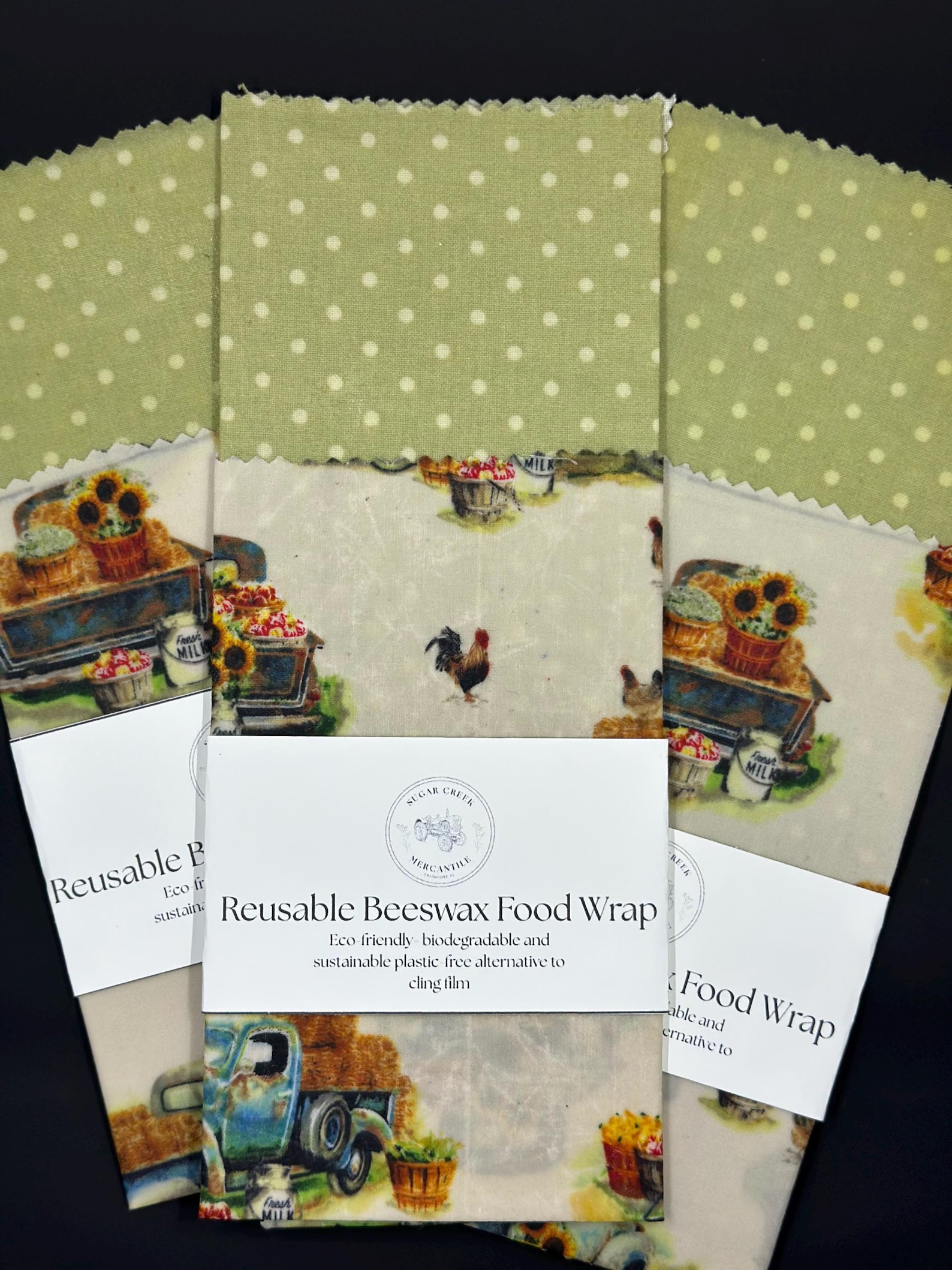 Homemade Natural Reusable Beeswax Wraps – Set of 2 (small and Medium ...