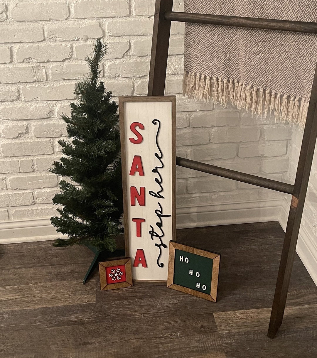 Santa Stop Here Laser Cut Hand-painted Birch 1/8" Wood Holiday ...