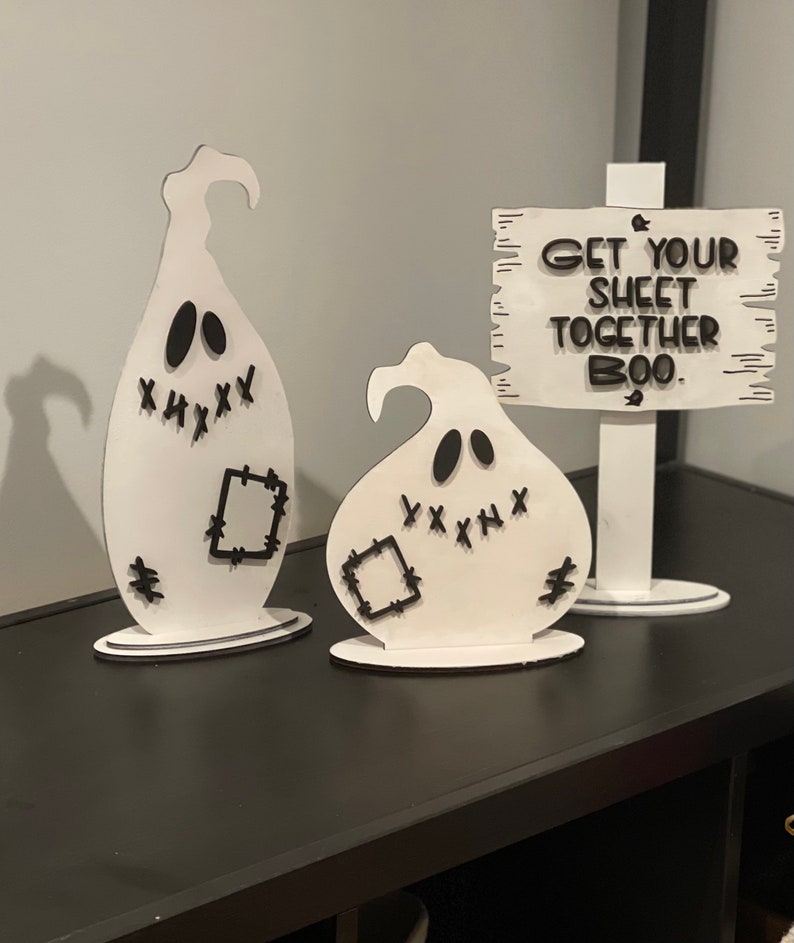 Get Your Sheet Together Boo 3 Piece Ghost Duo Painted Birch Halloween ...