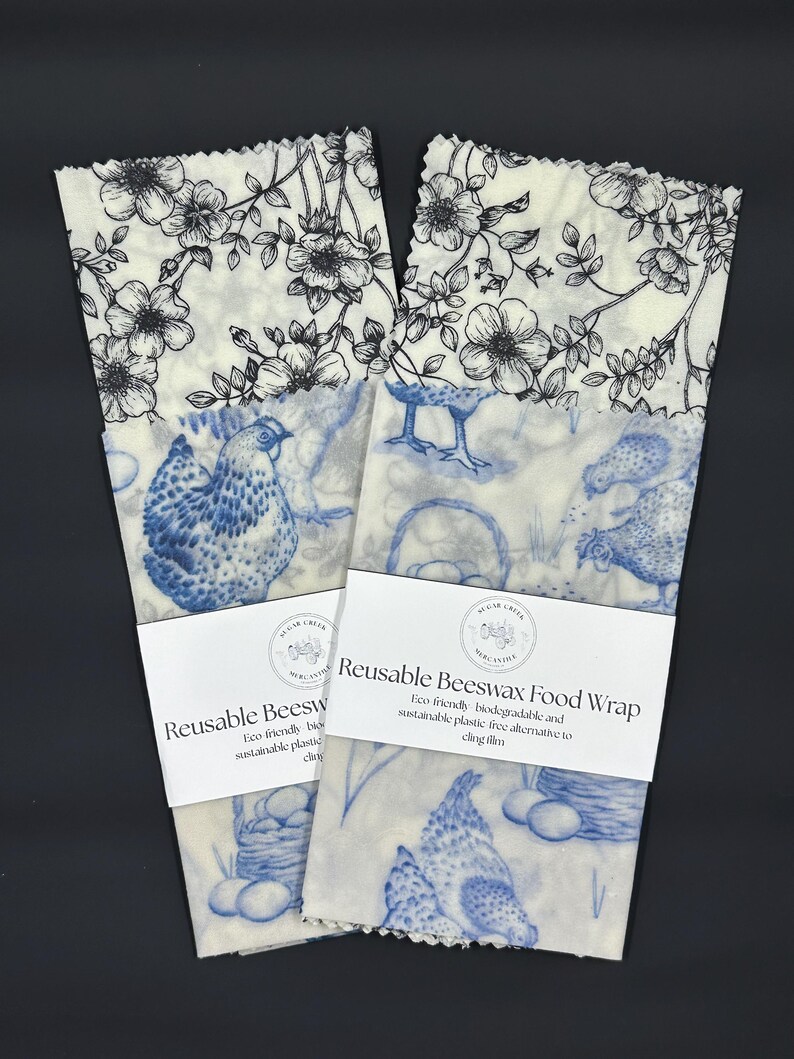 Homemade Natural Reusable Beeswax Wraps – Set of 2 (small and Medium ...