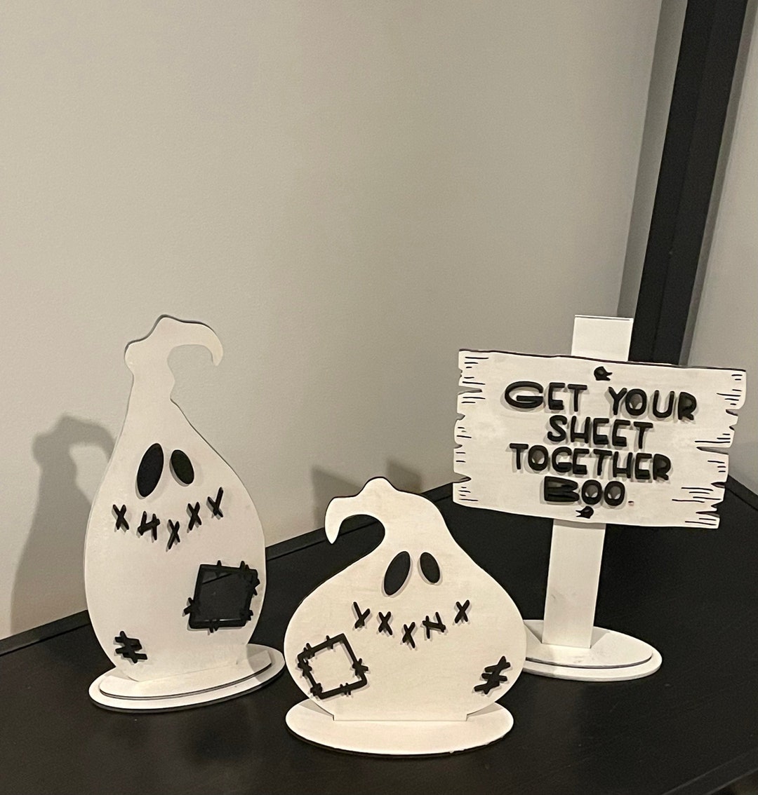 Get Your Sheet Together Boo 3 Piece Ghost Duo Painted Birch Halloween ...