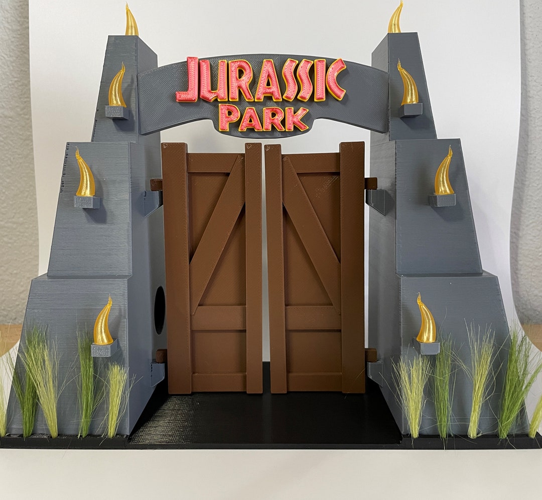 Jurassic Park Entrance Gate With Flickering Flames and Full - Etsy