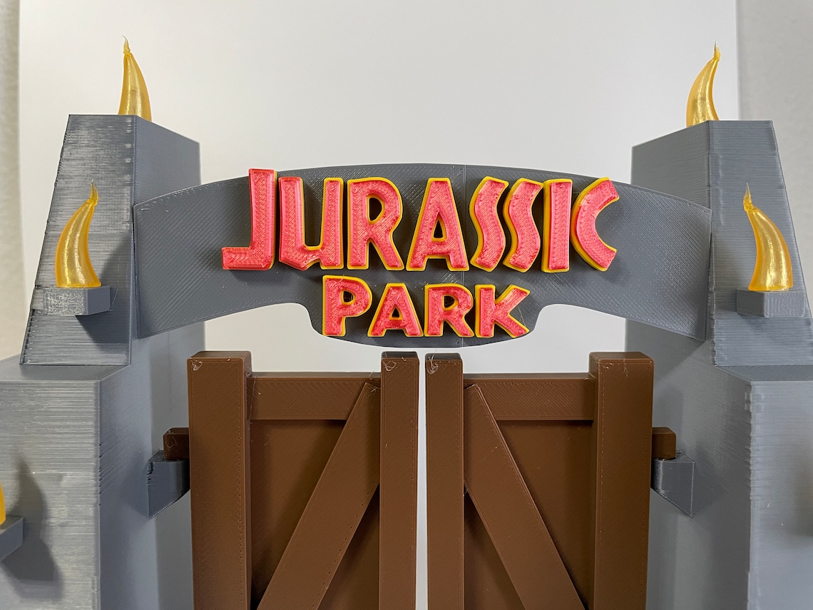 Jurassic Park Entrance Gate With Flickering Flames and Full - Etsy