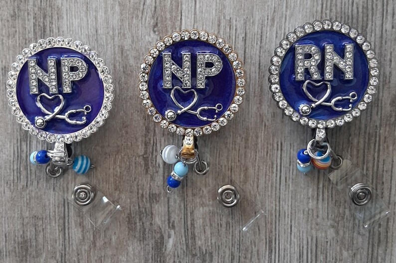 RN/NP Icy Bling Rhinestone Badge Holder. Nurse Badge Holder. - Etsy