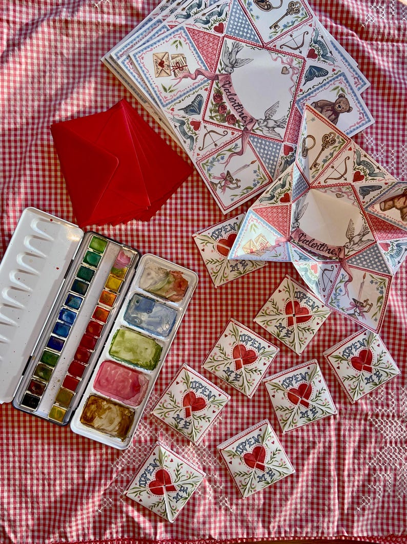 Victorian Valentine's Puzzle Purse: Hand-painted Origami Love Token ...