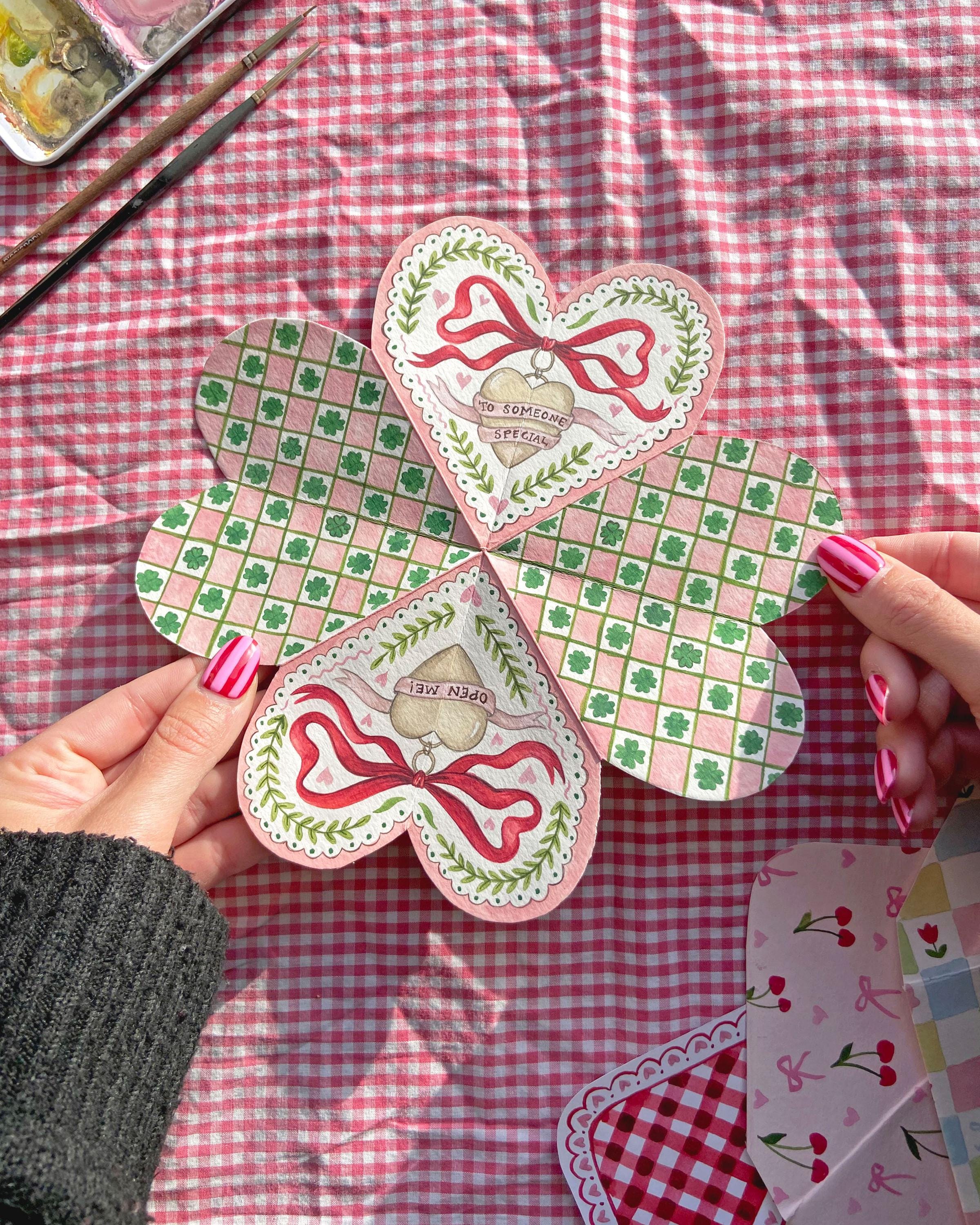 Victorian Heart Valentine Printable Origami Card Template: Digital ...