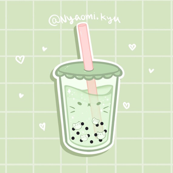 Matcha Boba Weatherproof Aesthetic Kawaii Vinyl Sticker | Etsy