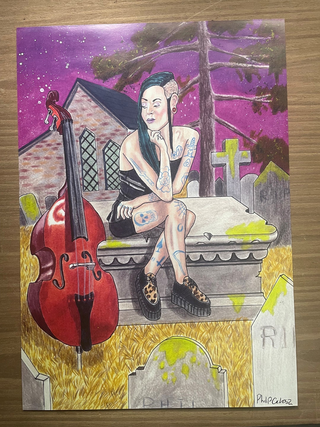 Psychobilly Graveyard Queen - A3 Art Print - Etsy UK