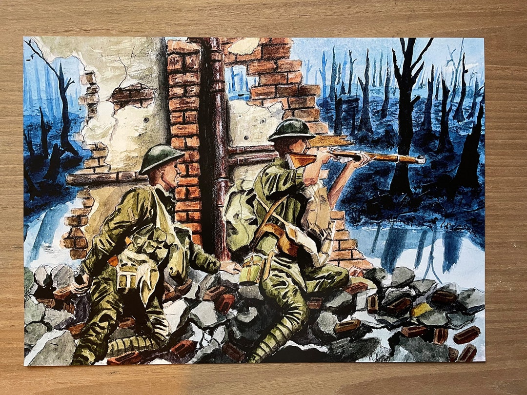 British Soldier's Fighting WW1 A3 Watercolour Art Print - Etsy