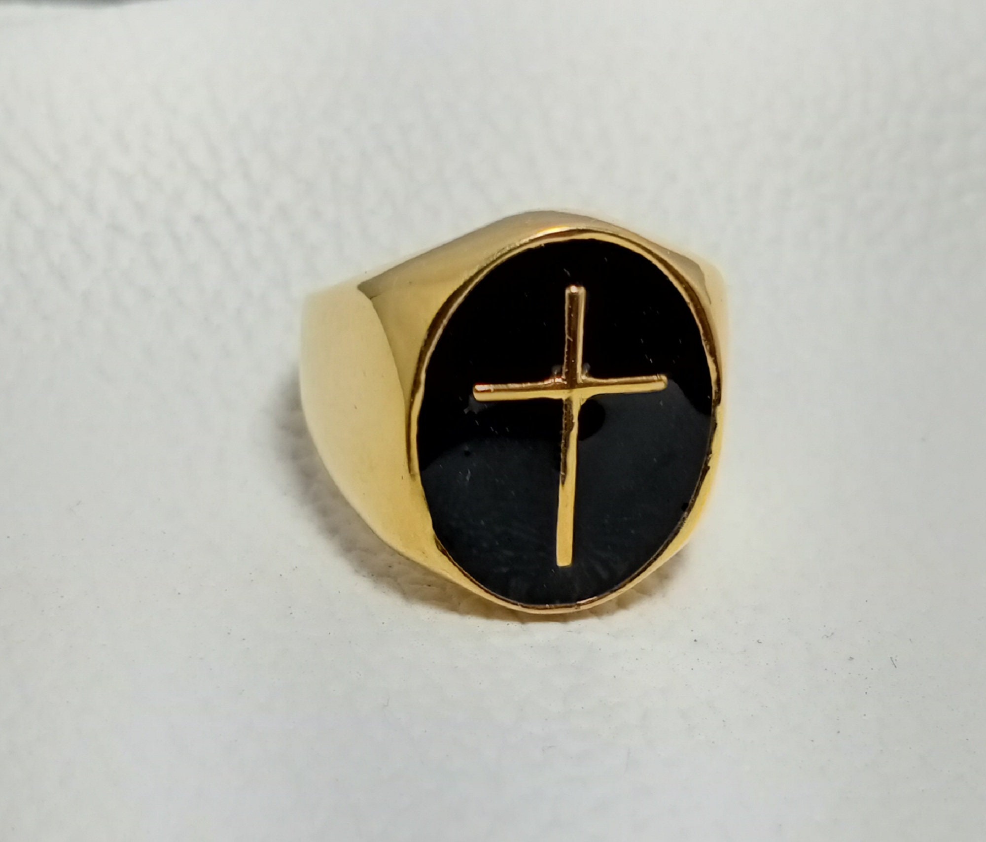 Cross Ring for Men, Signet Ring, 925 Silver, Wide Band, Christian Ring ...