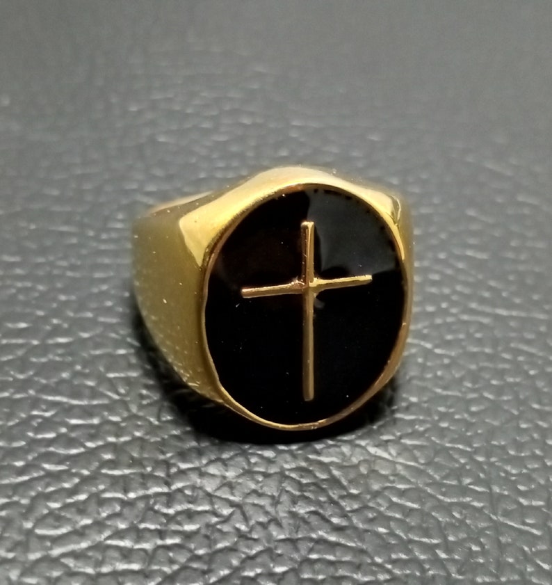 Cross Ring for Men, Signet Ring, 925 Silver, Wide Band, Christian Ring ...