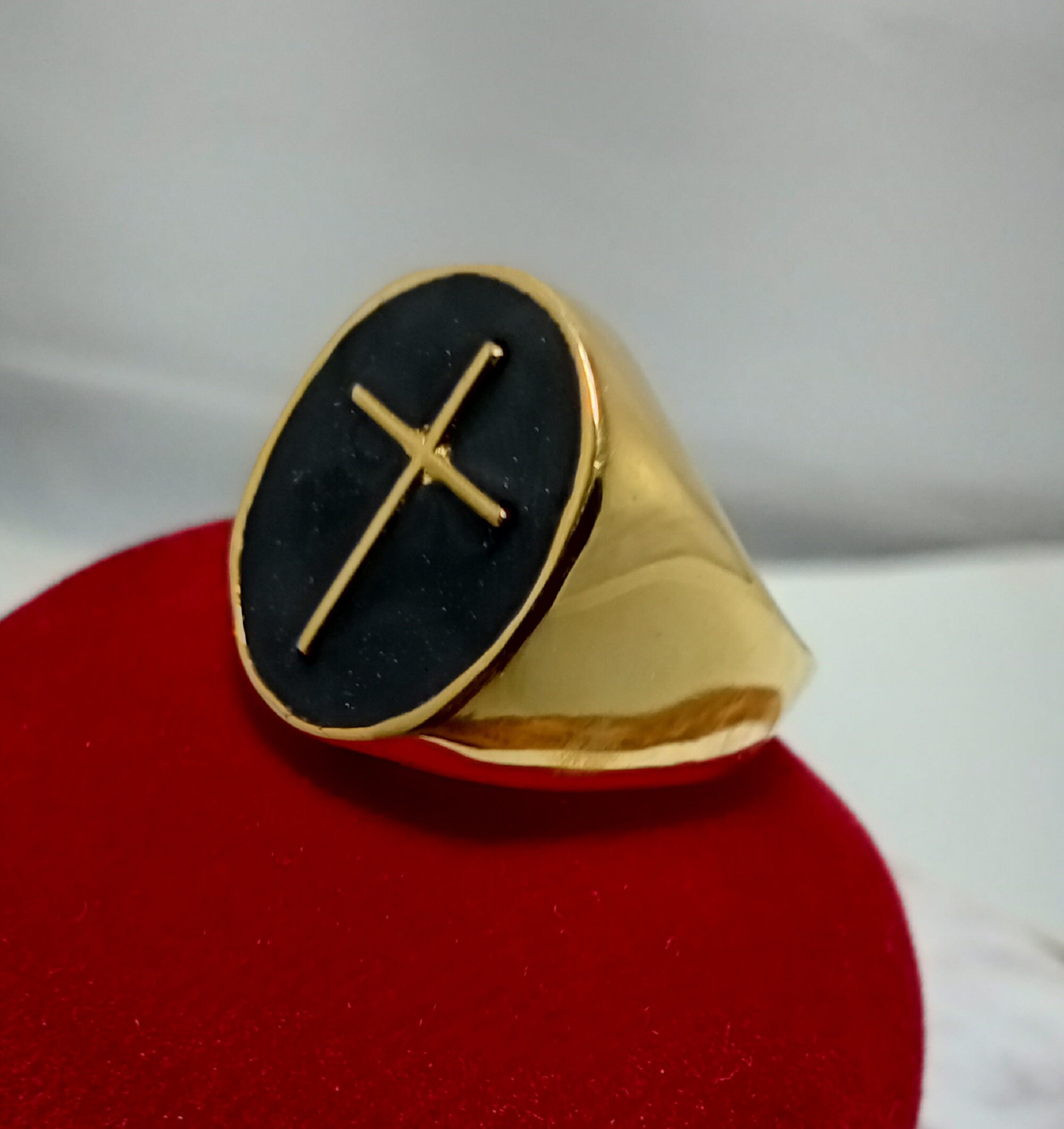 Cross Ring for Men Signet Ring 925 Silver Wide Band - Etsy