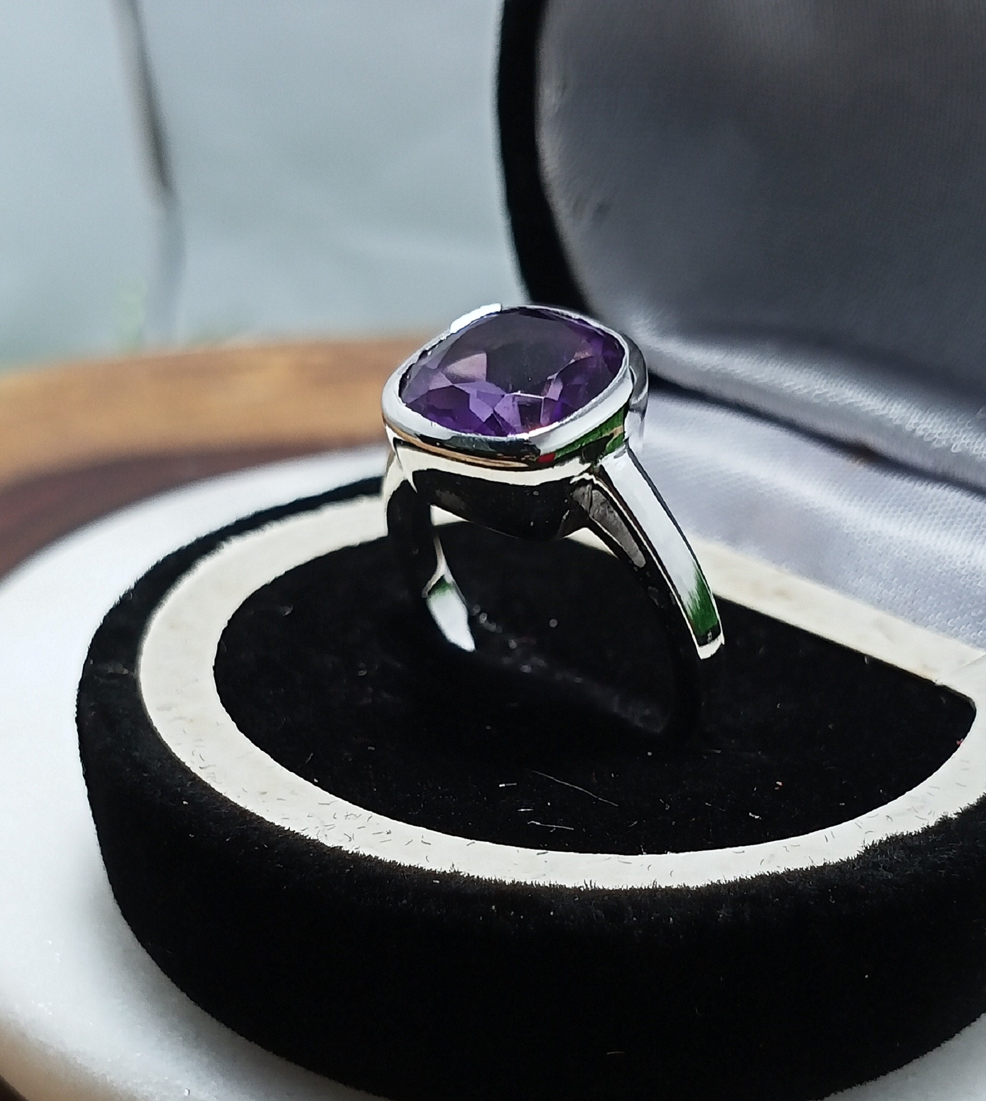 Natural Amethyst Gemstone Ring 925 Silver Ring Fabruary - Etsy UK