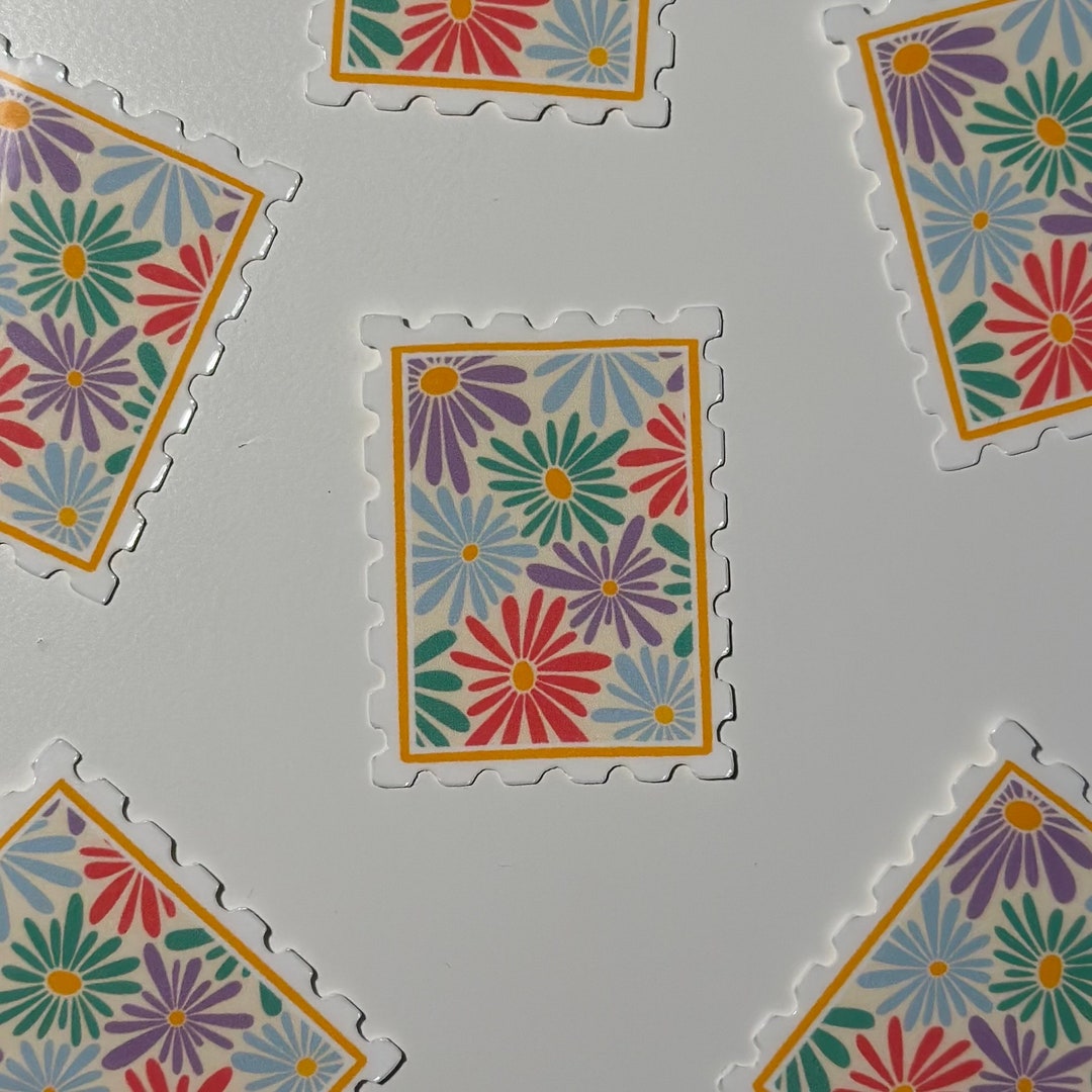 Flower Postage Stamp Sticker | Stamp Sticker | Cute Stickers | Laptop ...