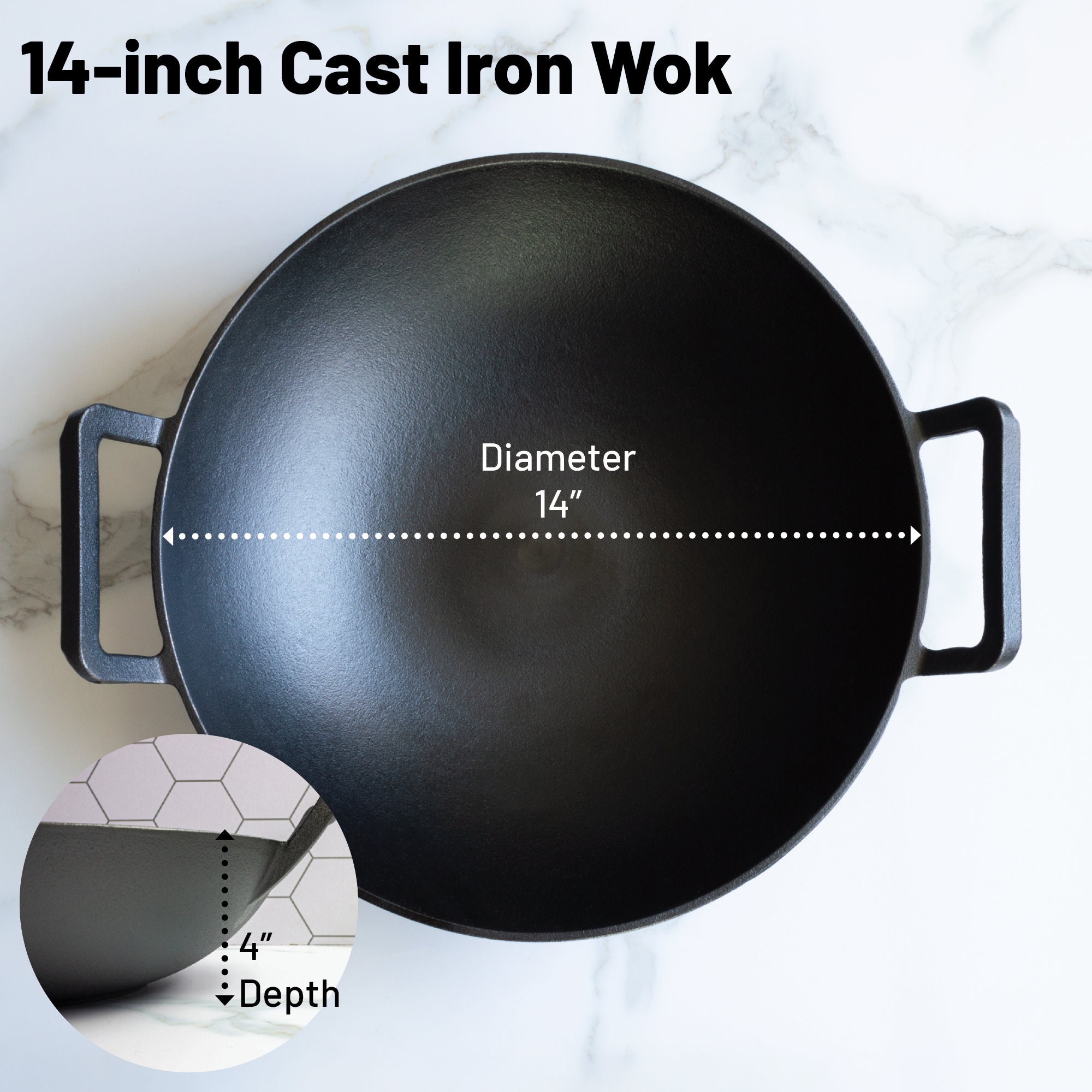 Backcountry Iron 14 Inch Cast Iron Wok With Flat Base and Handles - Etsy