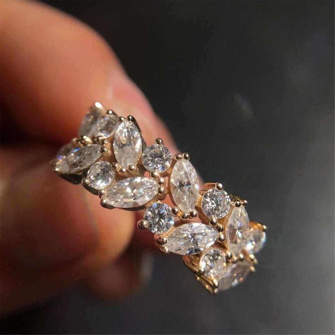 Anillo de promesa de oro amarillo sólido de 14K Mejor propuesta Anillo ...