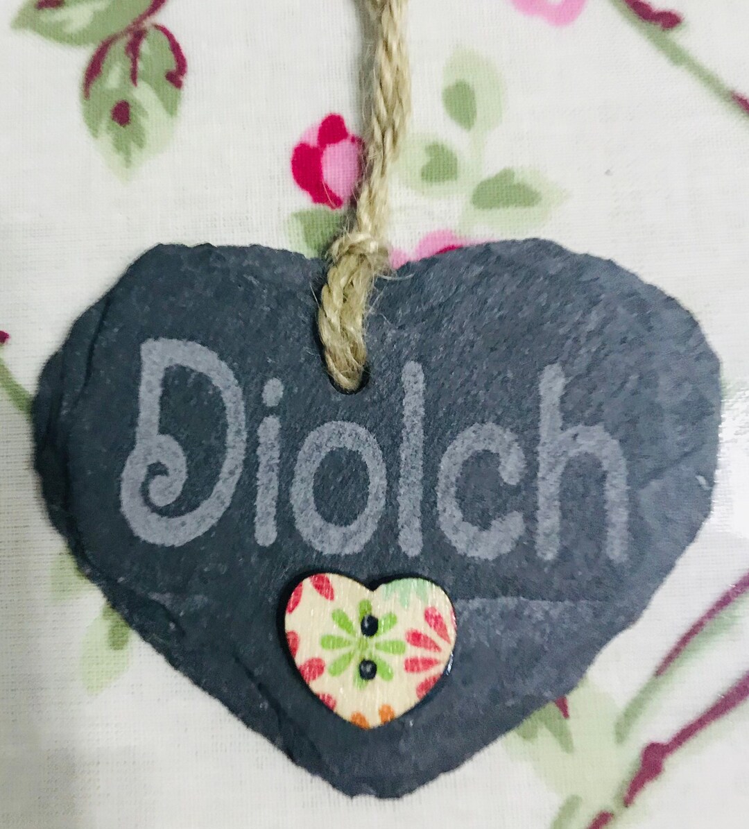 Llechen Bach ‘diolch’ Mewn Siap Calon (yn Barod I’w Hongian) / Small ...