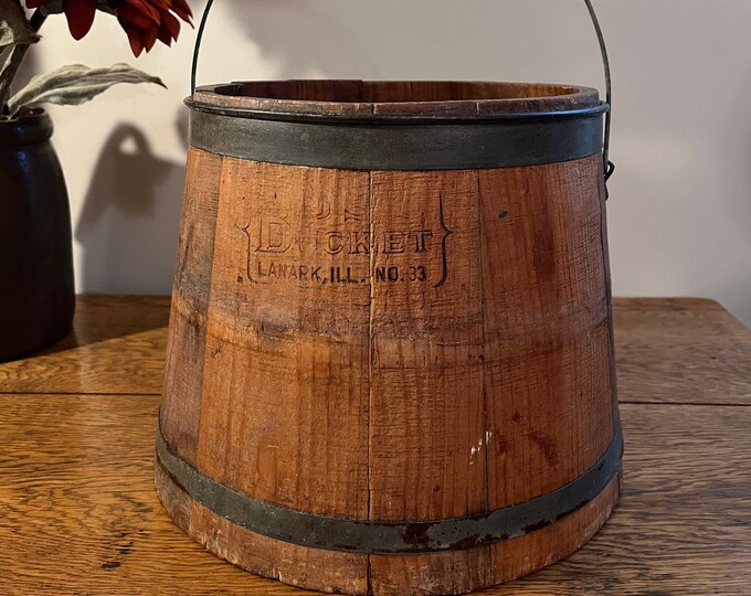Antique Wooden Buss Bucket 33 With Wire Handle - Etsy