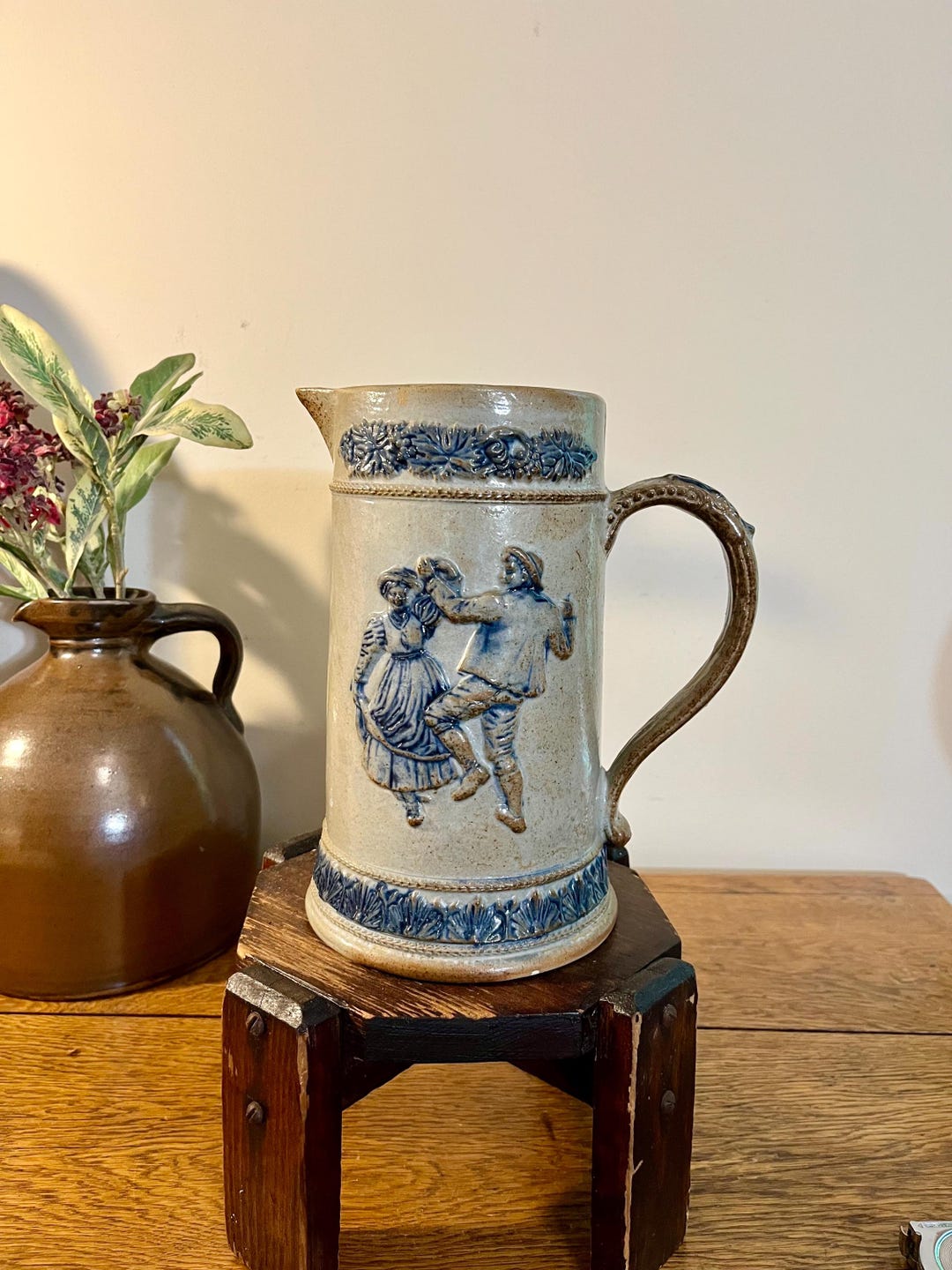 Antique Cobalt Blue Salt Glazed Pitcher - Etsy