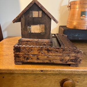 Antique Wooden Log Cabin Pen / Paper Box - Etsy