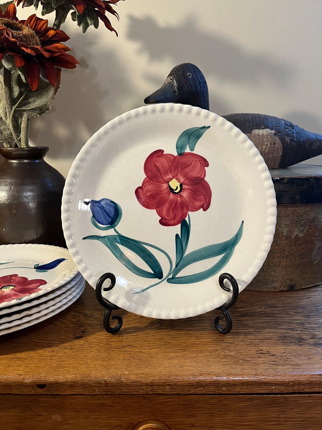 6 Blue Ridge Southern Pottery Amelia Pattern Dinner Plates - Etsy