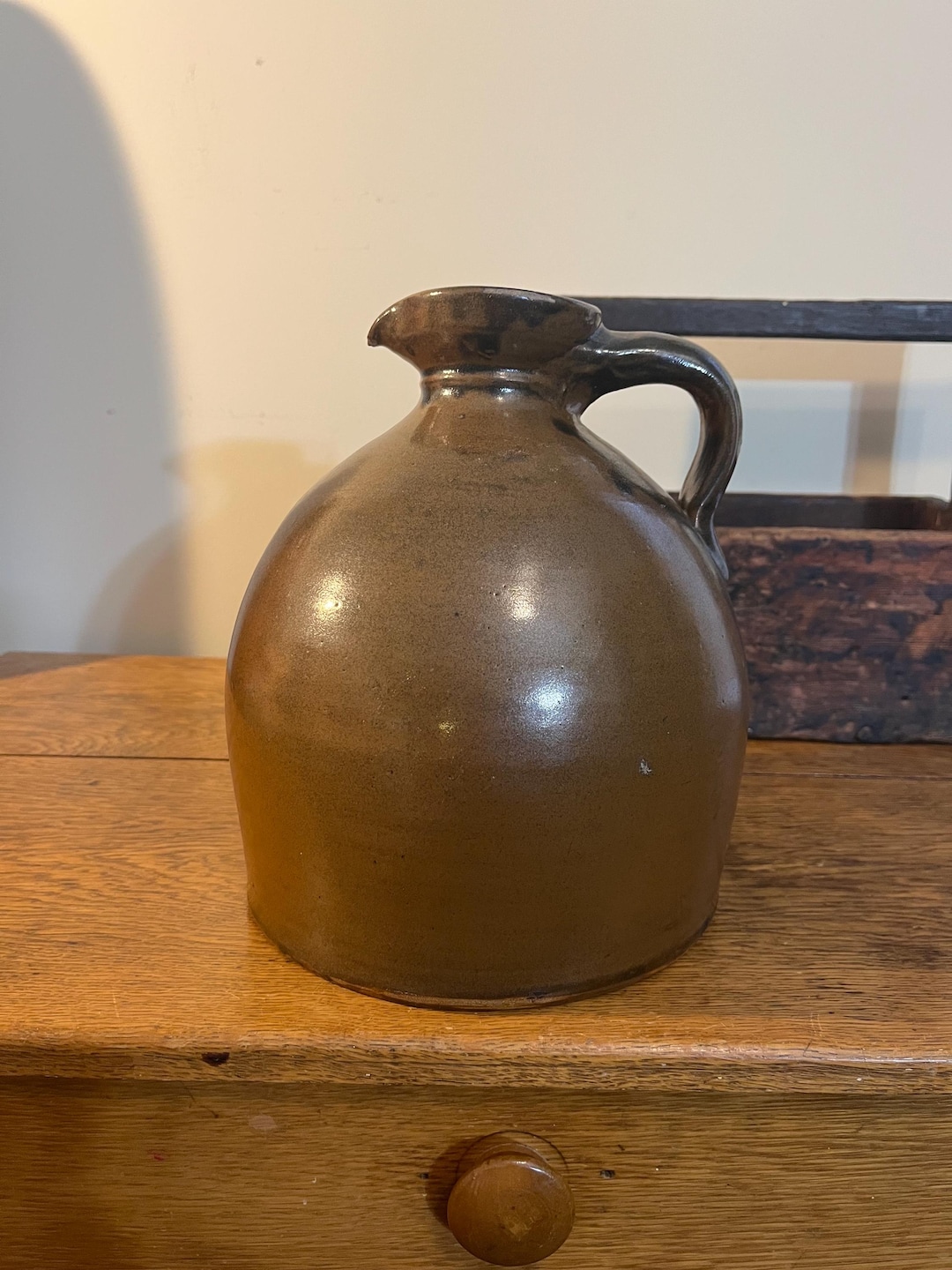 Antique Brown Stoneware Jug With Pouring Spout - Etsy