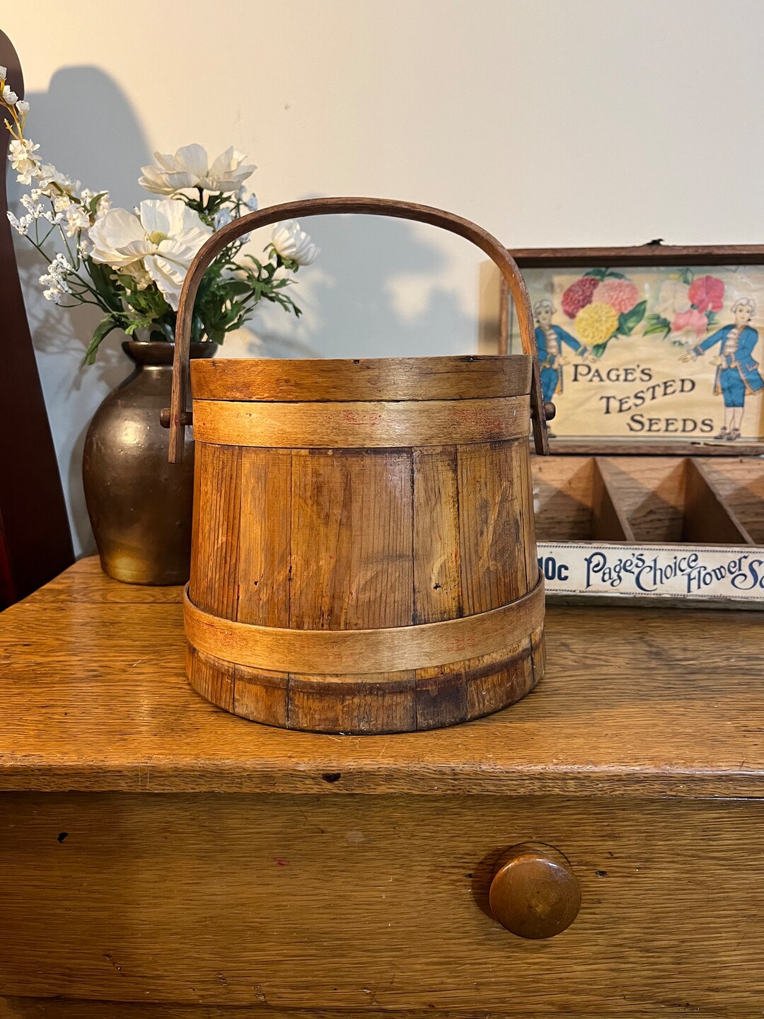 Antique Wooden Firkin / Sugar Bucket - Etsy