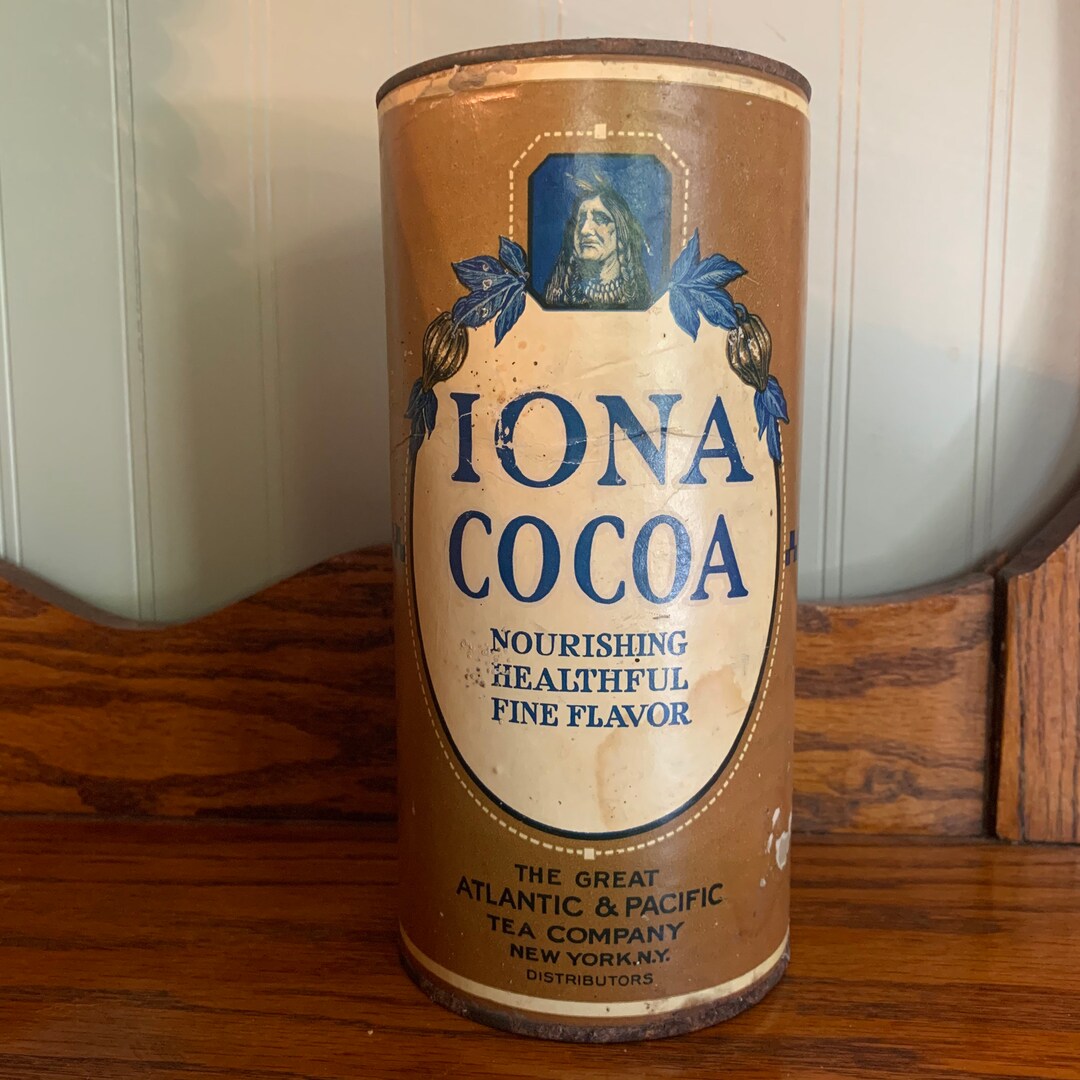 Vintage/antique Kitchen Tin Iona Coco Tin With Paper - Etsy