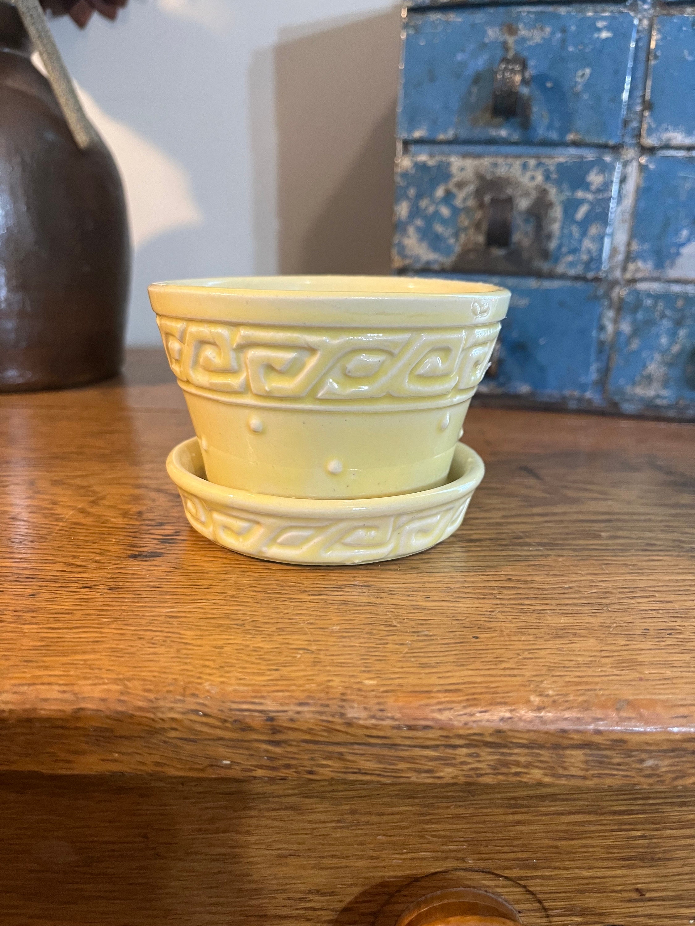 Vintage Small Yellow Greek Key Design Mccoy Planter - Etsy