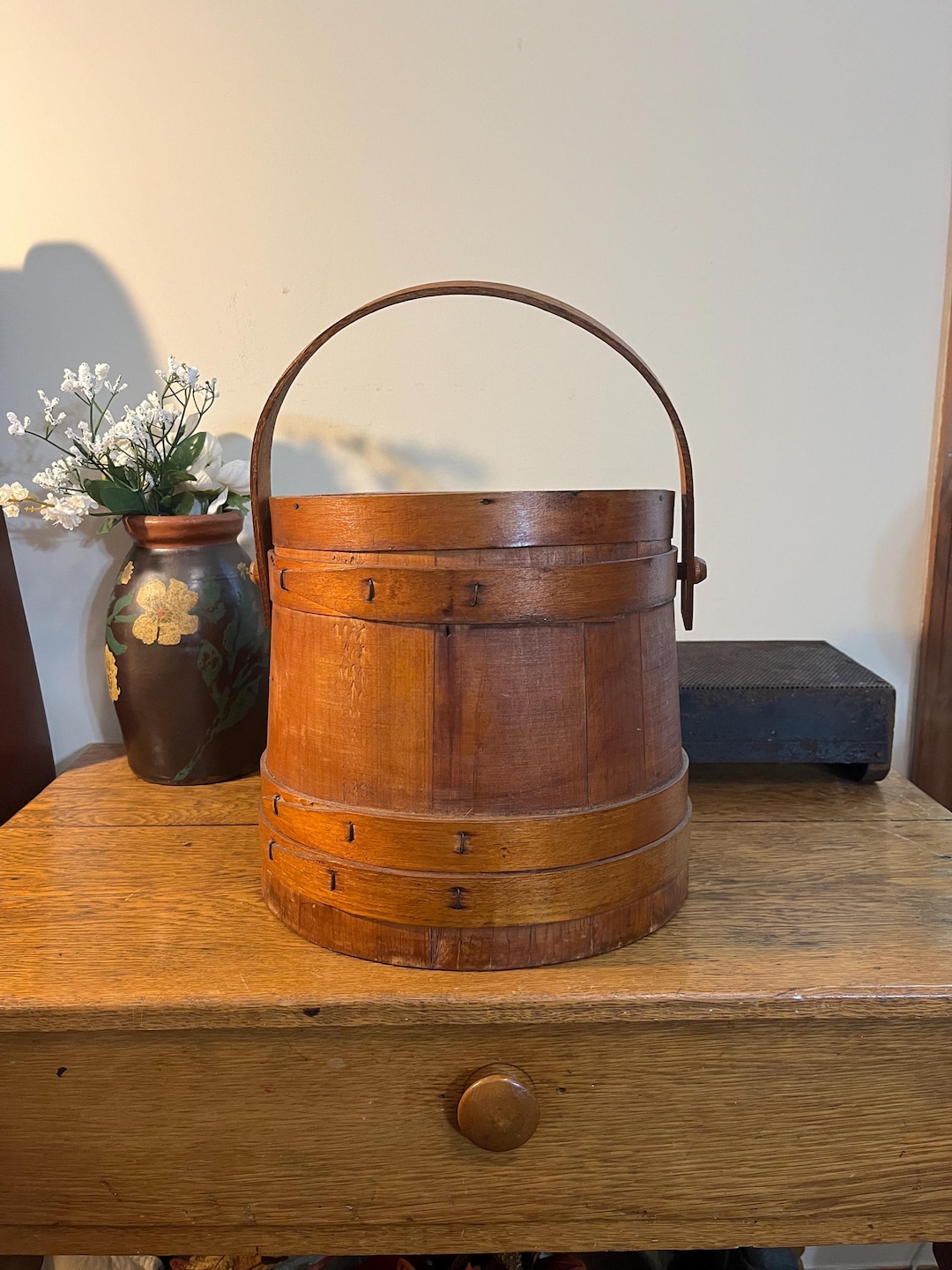 Antique Wooden Firkin / Sugar Bucket With Lid - Etsy
