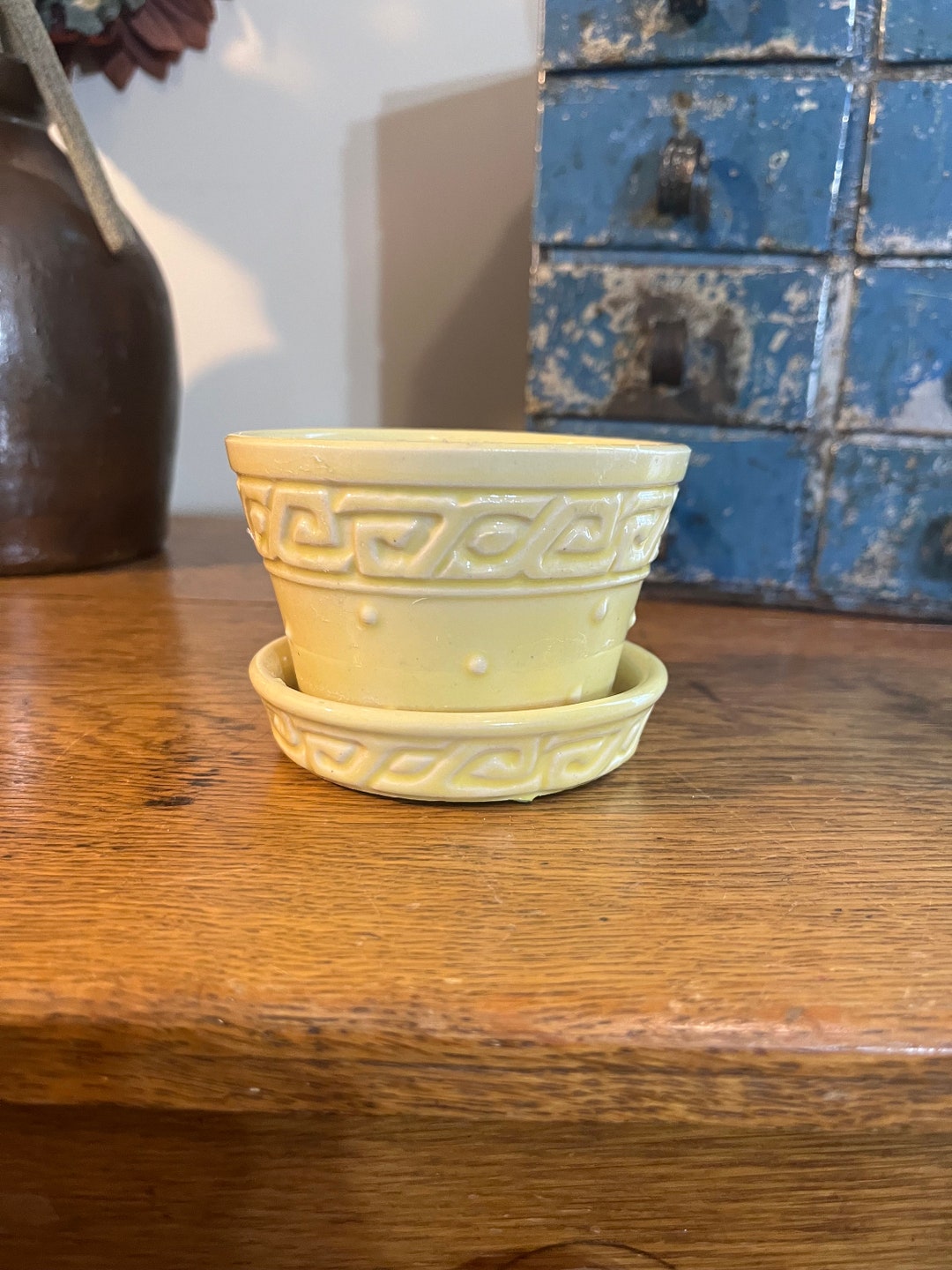 Vintage Small Yellow Greek Key Design Mccoy Planter - Etsy