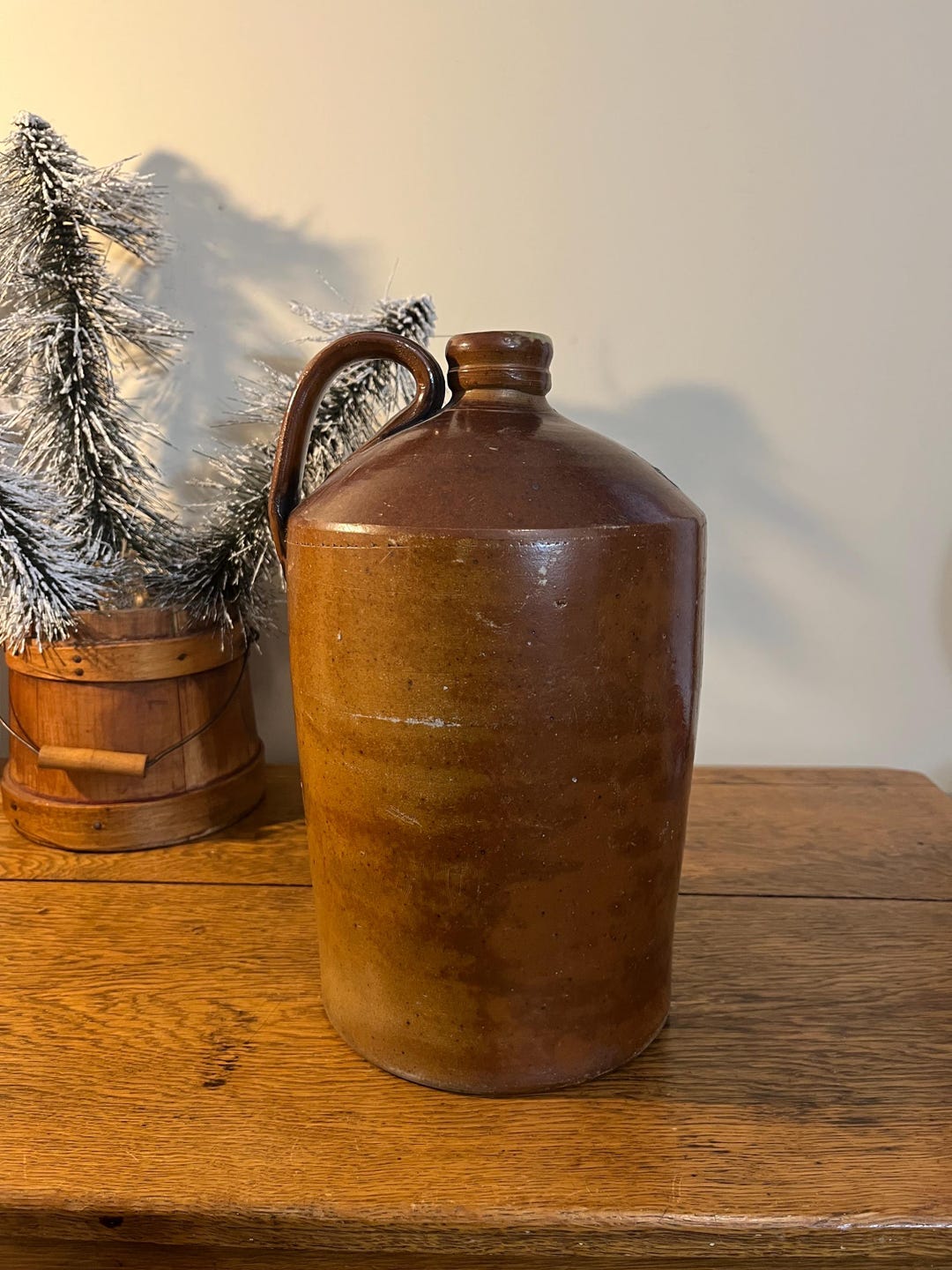 Large Antique Brown Stoneware Jug - Etsy