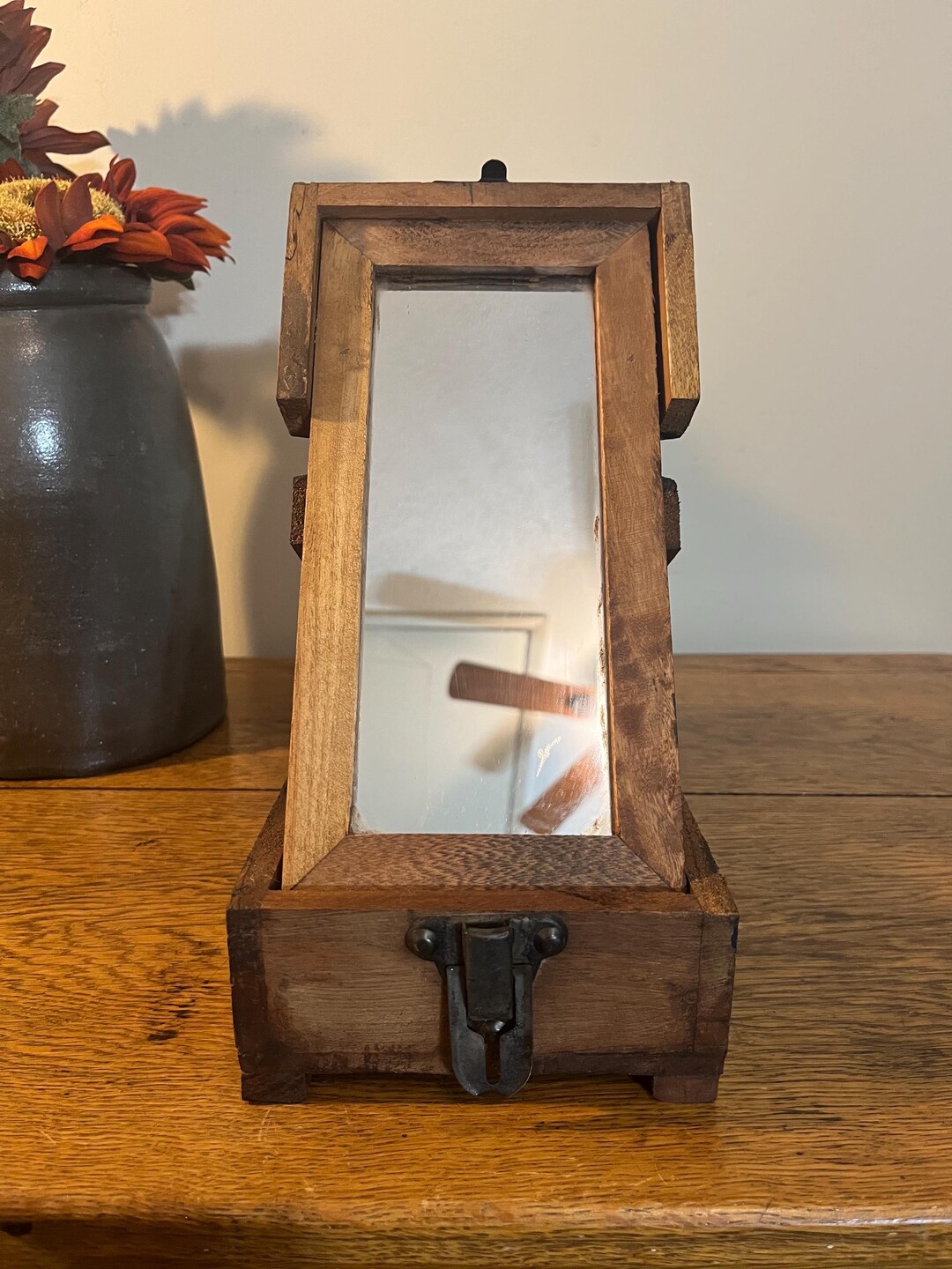 Antique Wooden Travel Shaving Box With Mirror - Etsy