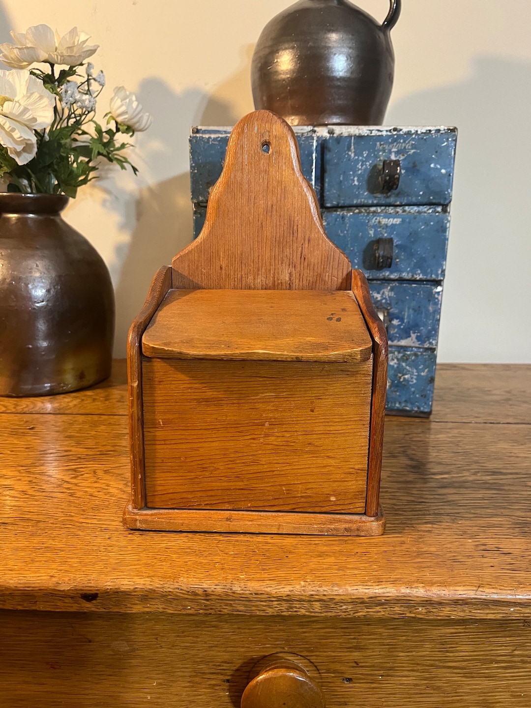 Antique Wooden Salt Box - Etsy