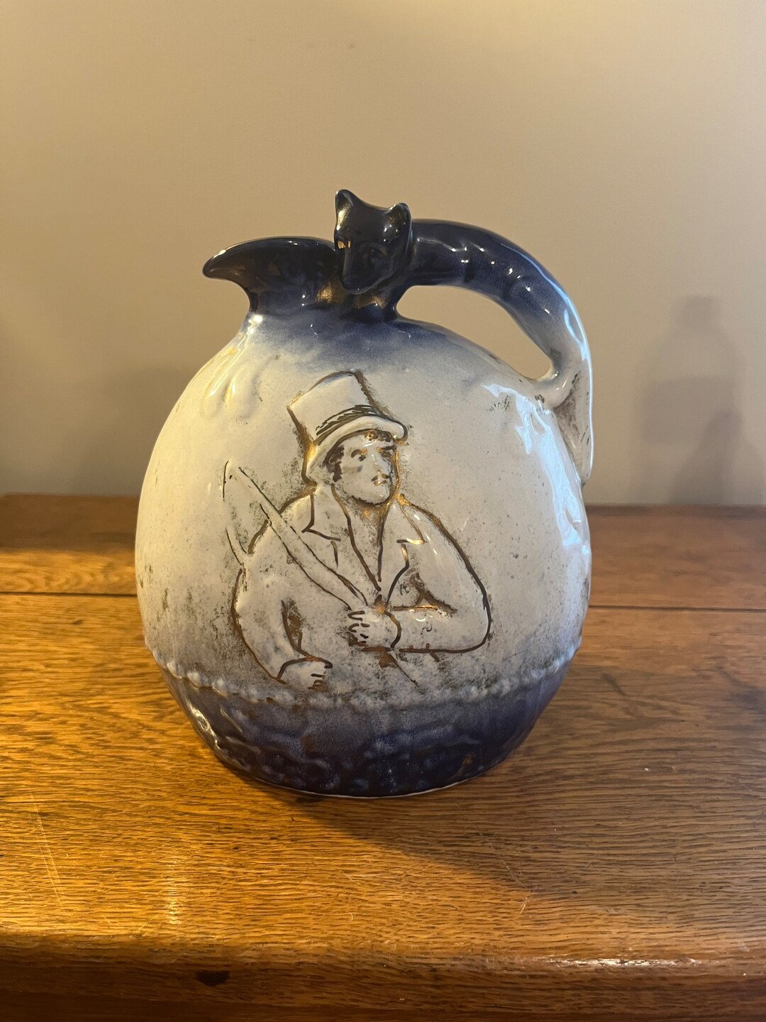 Vintage Rockingham , Cobalt Blue and White Fox Hunt Jug - Etsy